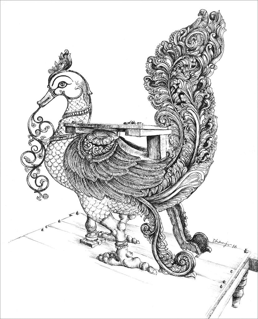 Temple Vahanas 2 (Swan) Sketch – South Asian Art Gallery